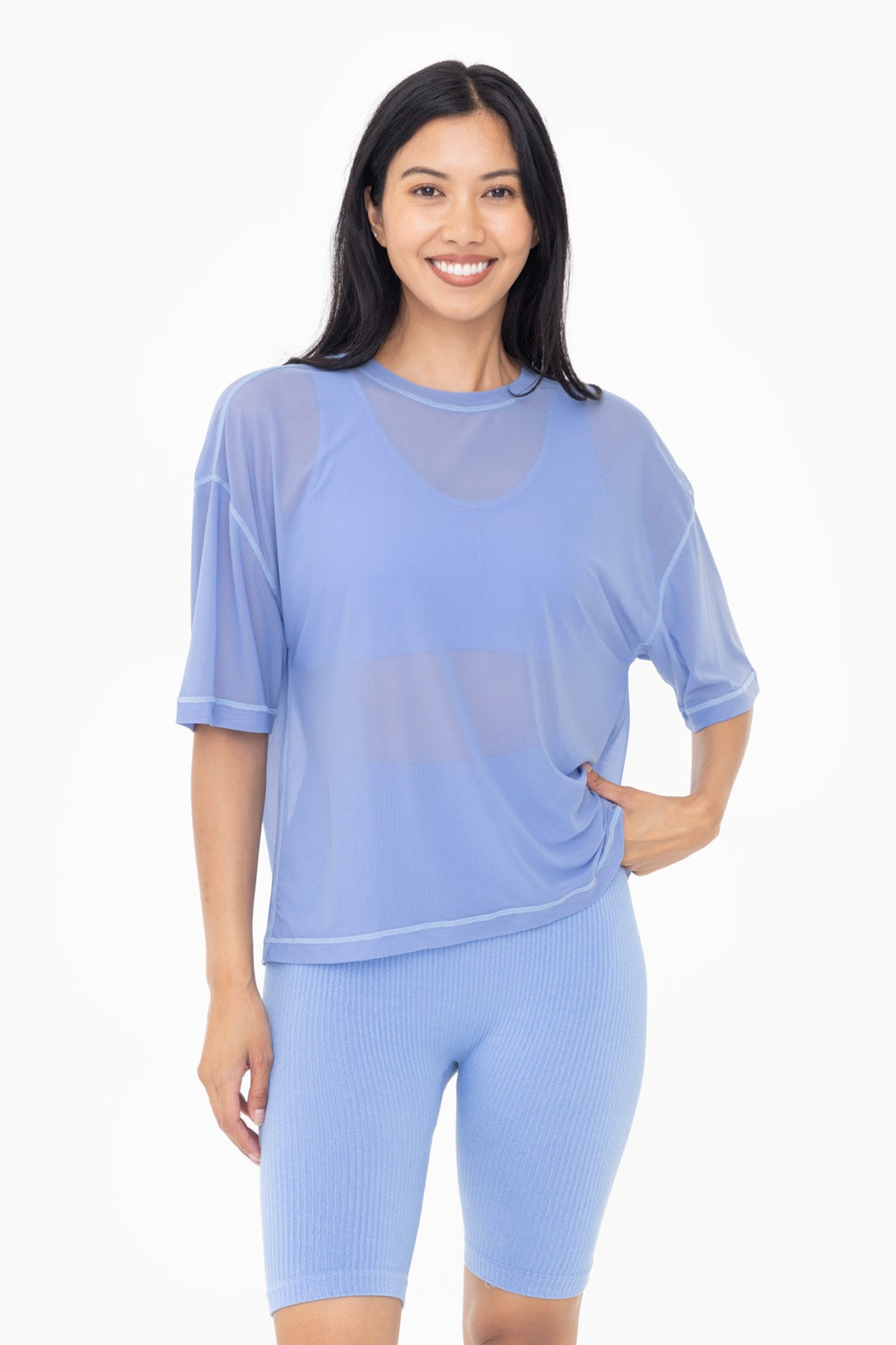 Nylon Blend Boxy Sheer mesh Tee – My Store